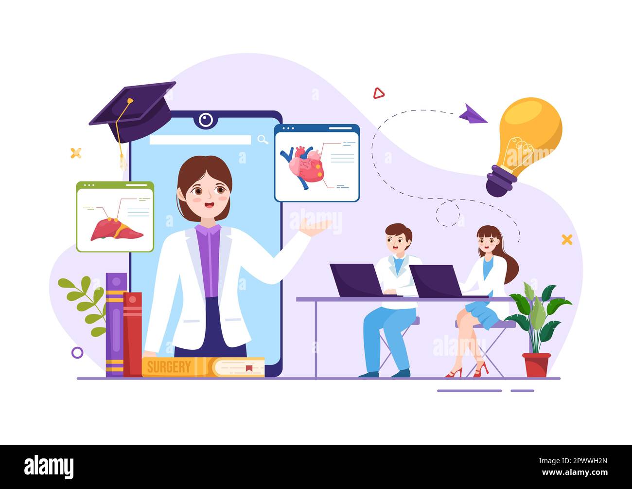 Medical School with Students Listening to Doctor Lecture and Learning ...