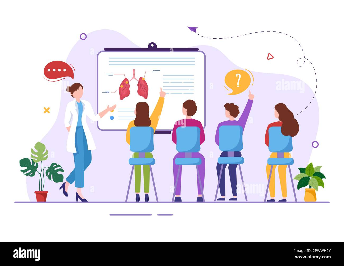 Medical School with Students Listening to Doctor Lecture and Learning ...