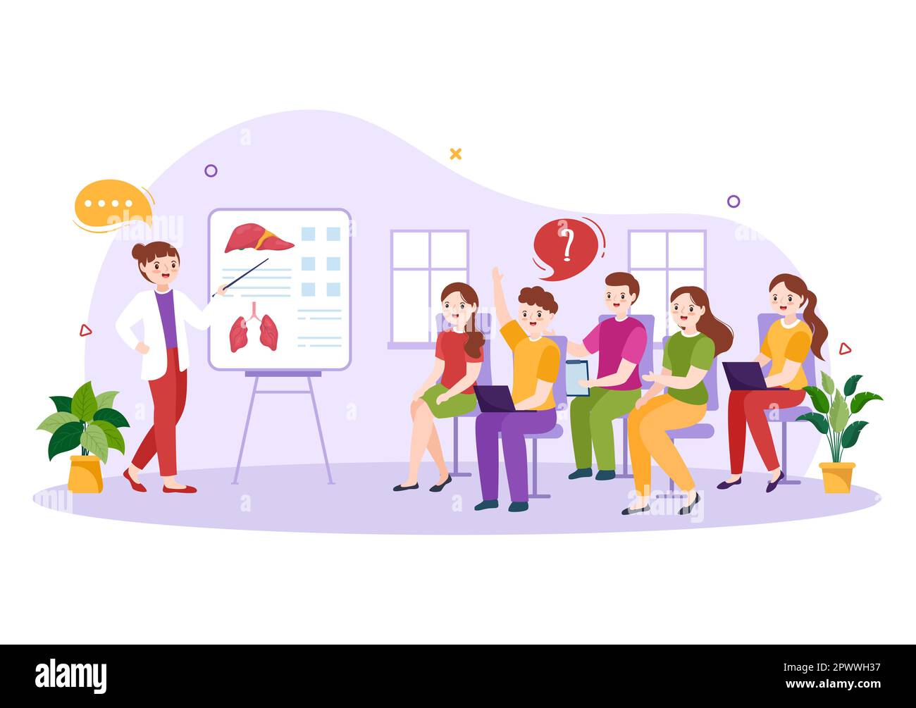 Medical School with Students Listening to Doctor Lecture and Learning ...