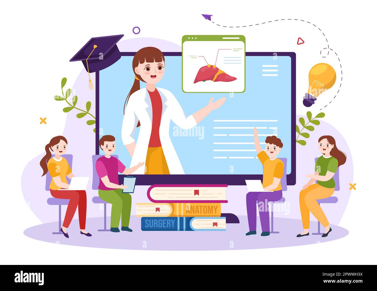 Medical School with Students Listening to Doctor Lecture and Learning ...