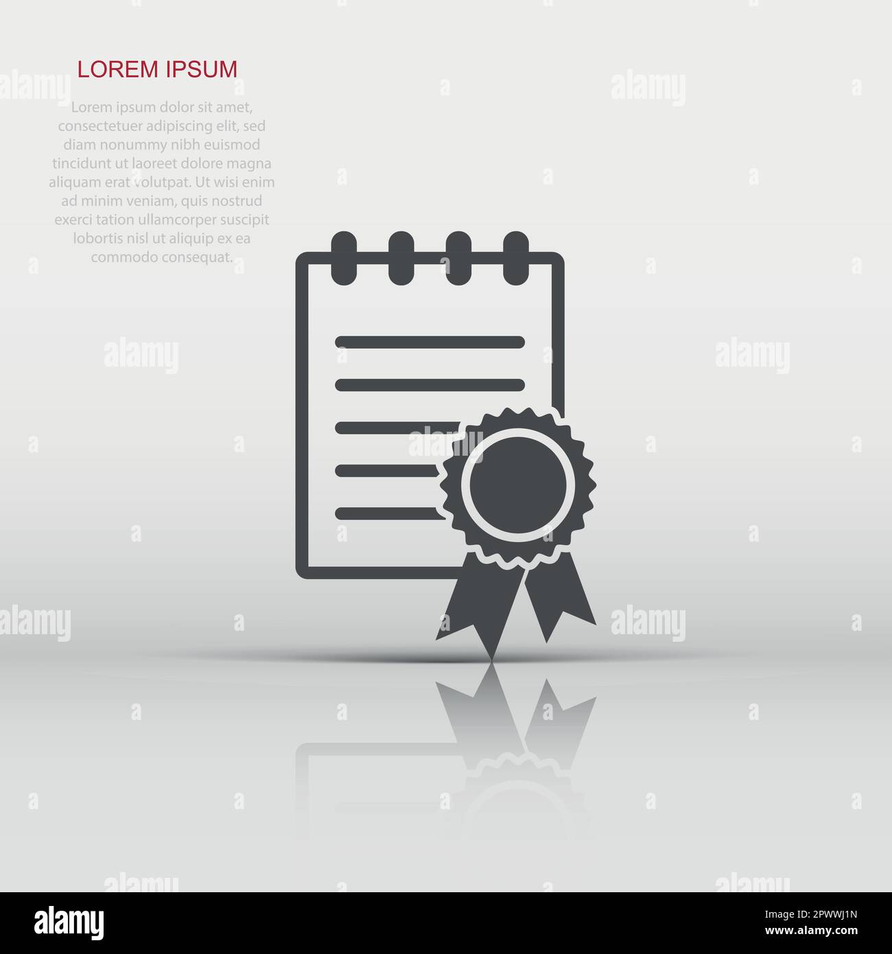 Vector certificate icon in flat style. Diploma sign illustration ...