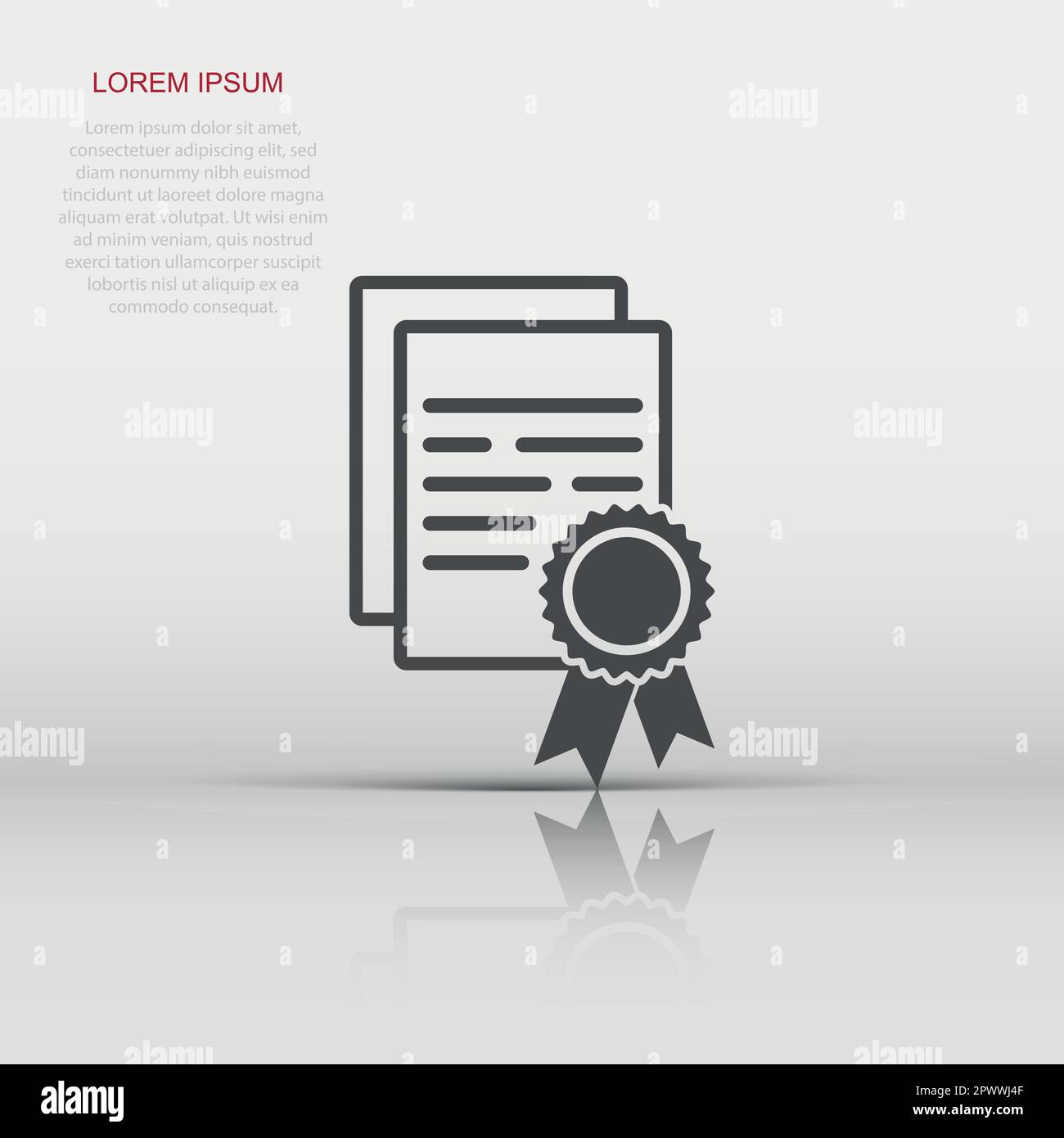 Vector certificate icon in flat style. Diploma sign illustration ...