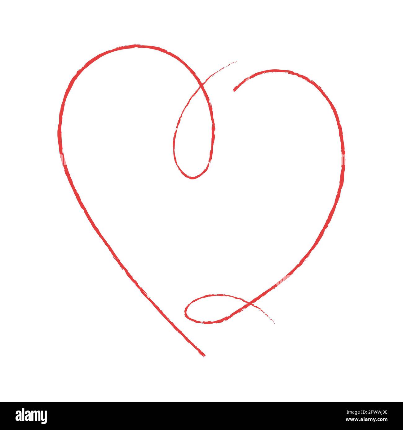 Hand sketch drawing red line heart, Love doodle isolated on white ...