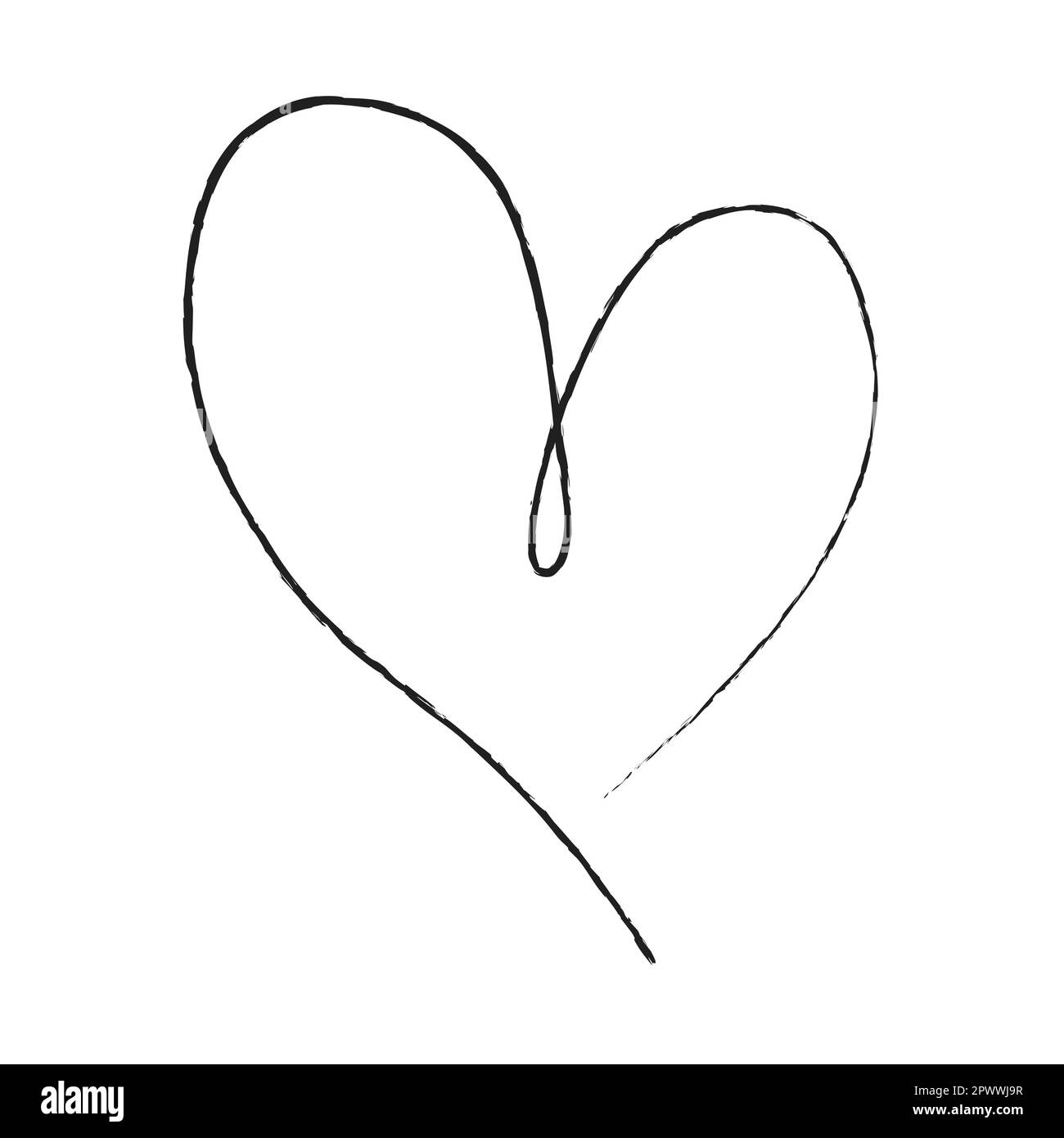 Hand sketch drawing black line heart, Love doodle isolated on white ...