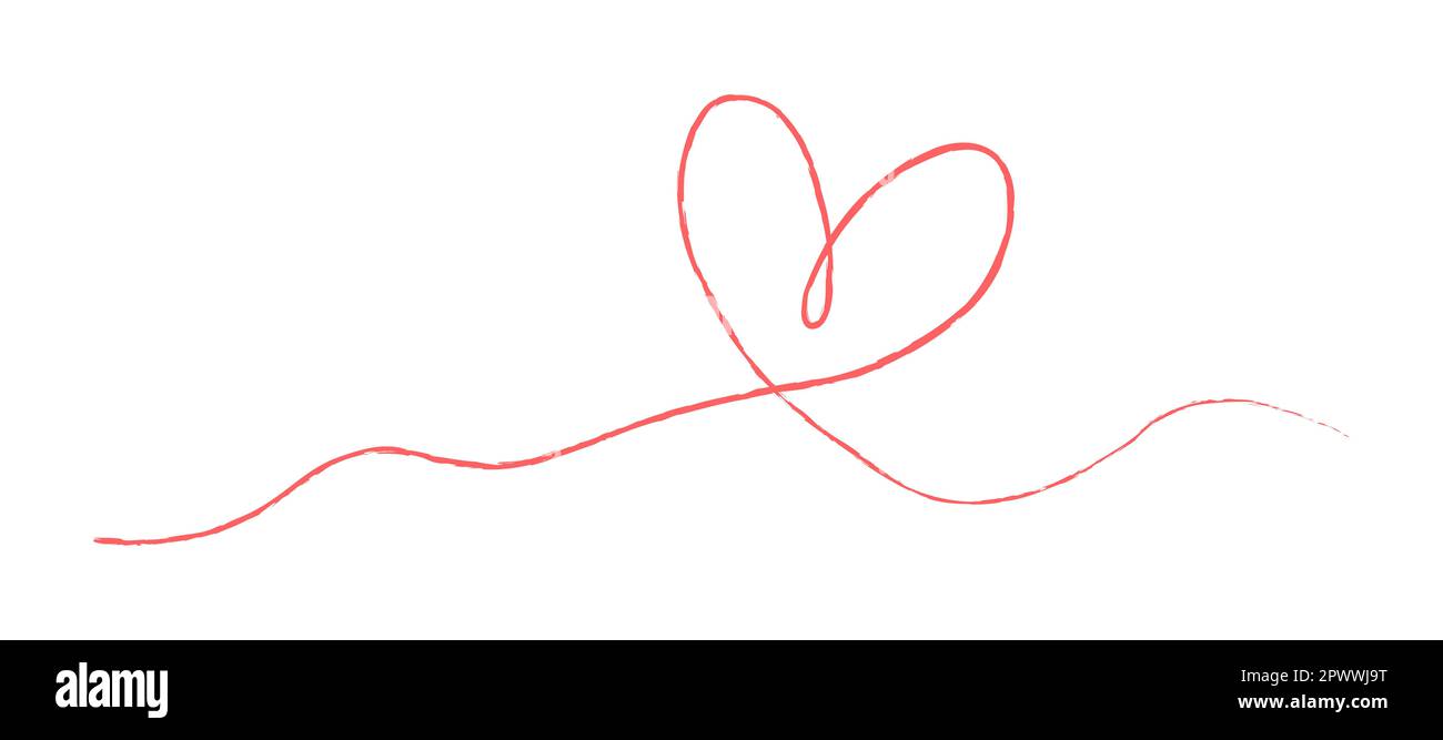 Hand sketch drawing red line heart, Love doodle isolated on white ...