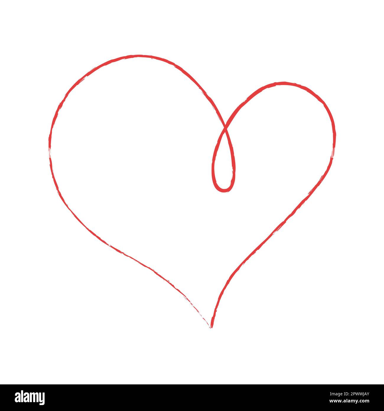 Hand sketch drawing red line heart, Love doodle isolated on white ...