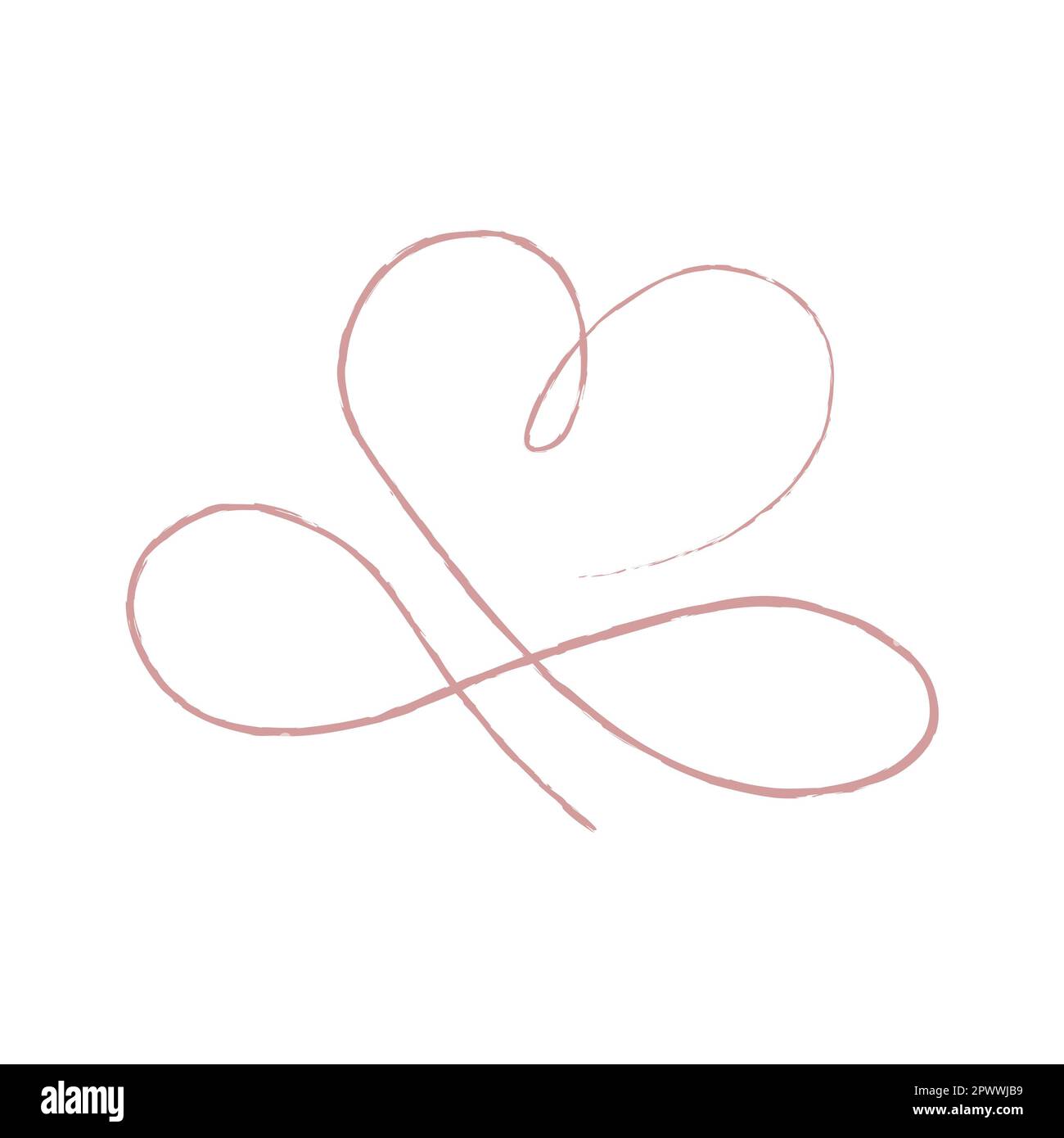 Red thin lines two hearts love infinity symbol on white background ...
