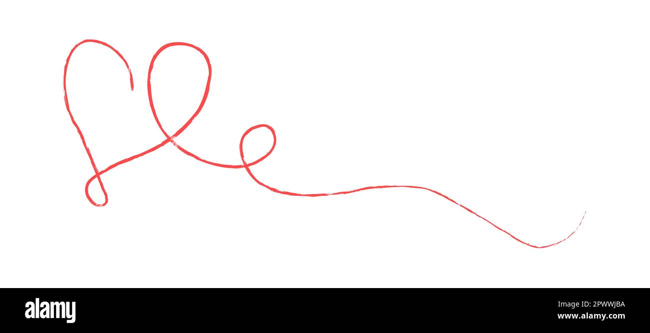 Hand sketch drawing red line heart, Love doodle isolated on white ...