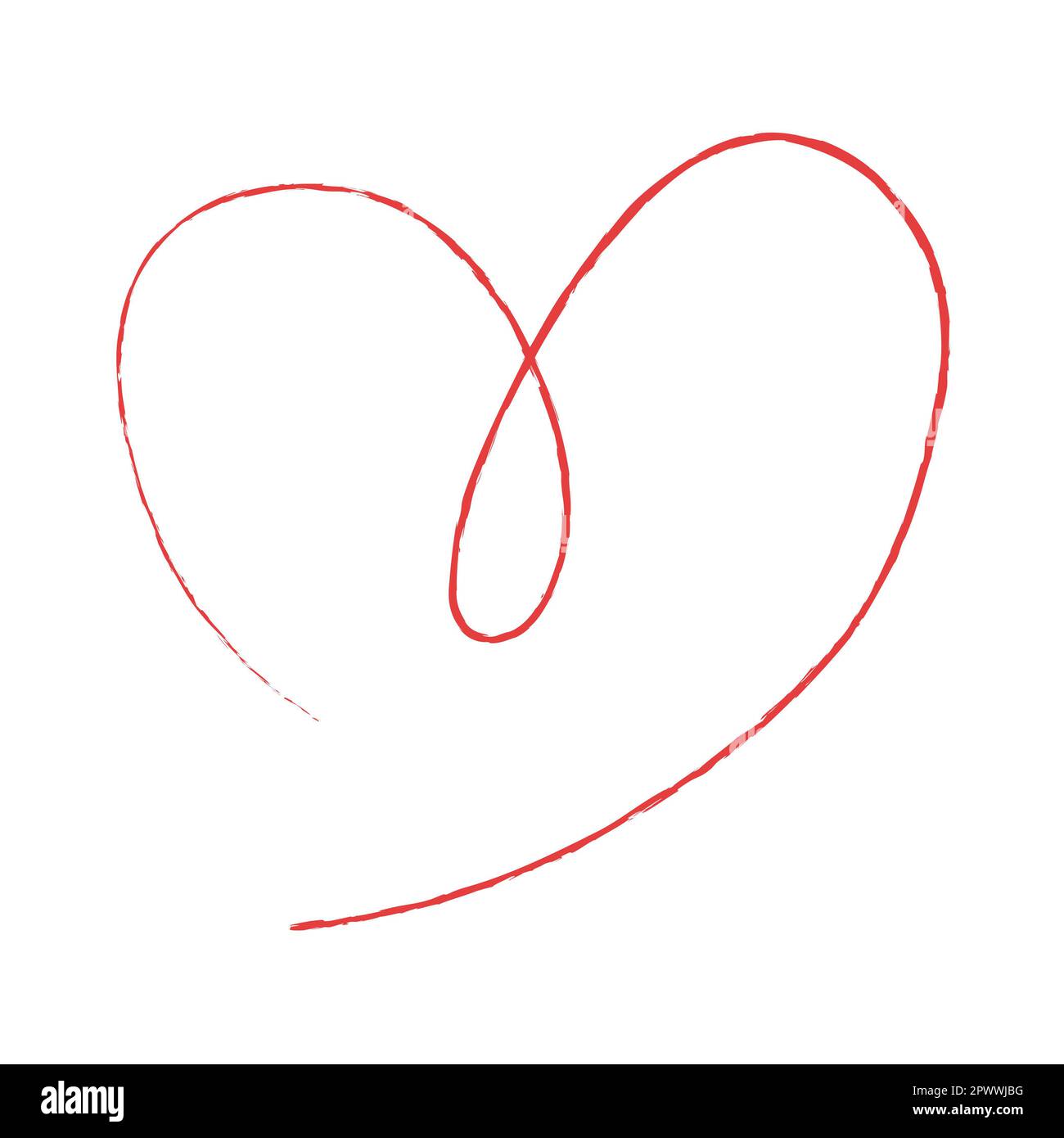 Hand sketch drawing red line heart, Love doodle isolated on white ...
