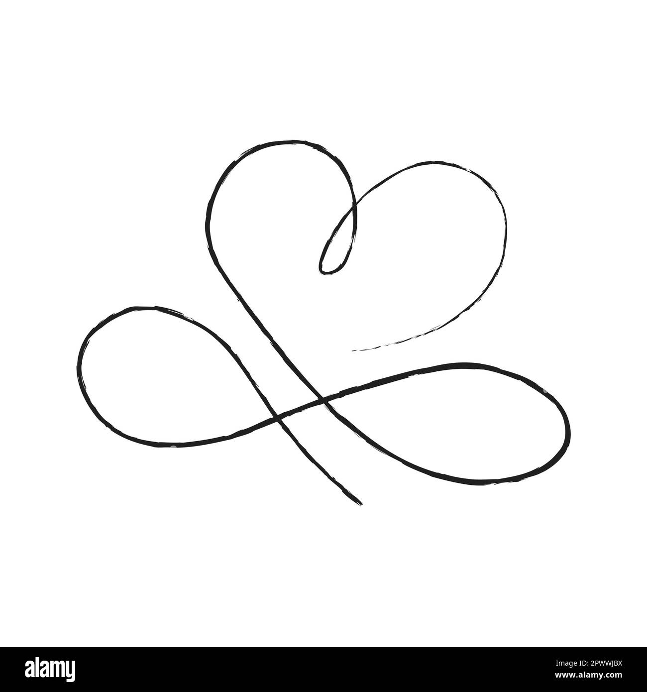 Black thin lines two hearts love infinity symbol on white background ...