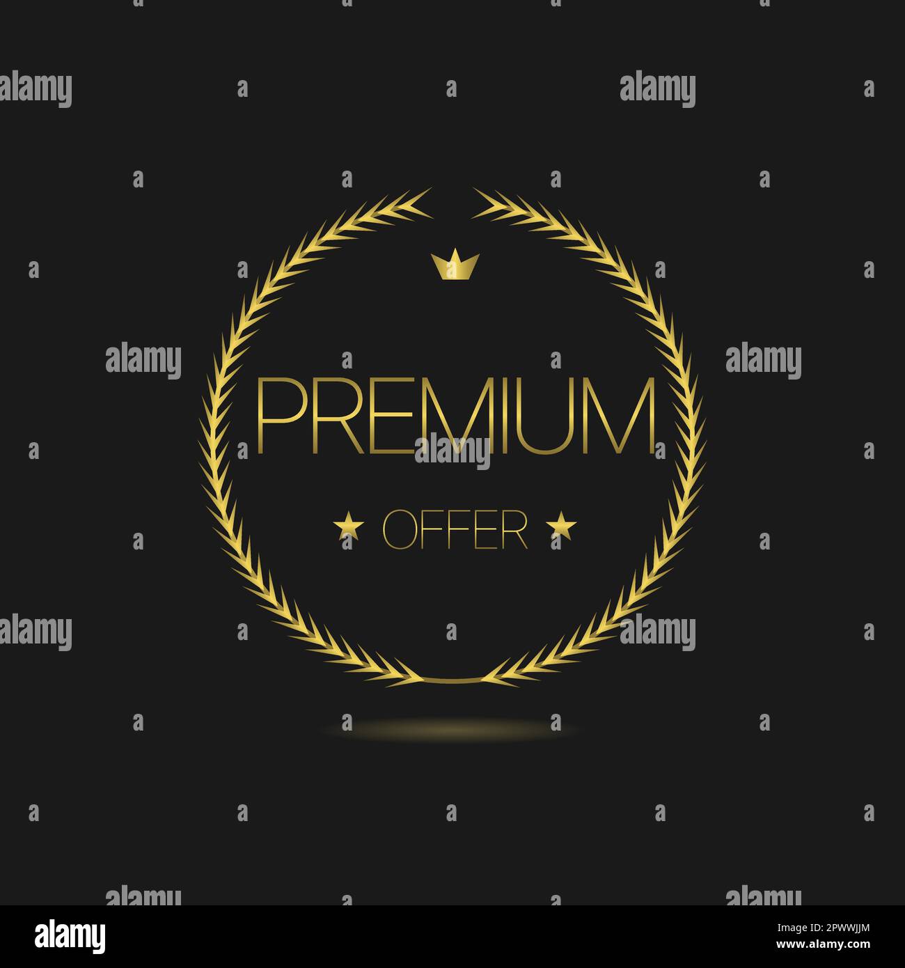 Premium offer golden laurel wreath vector label Stock Vector Image ...