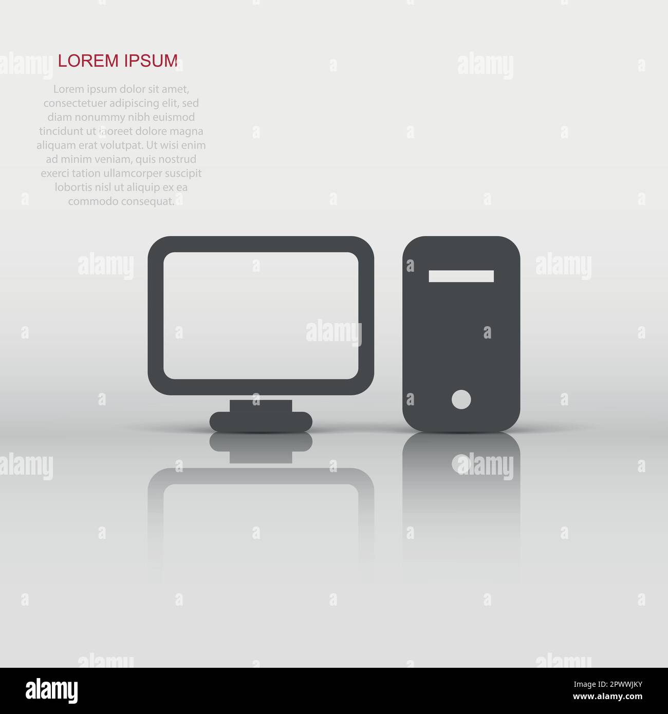 Vector computer icon in flat style. Monitor sign illustration pictogram ...