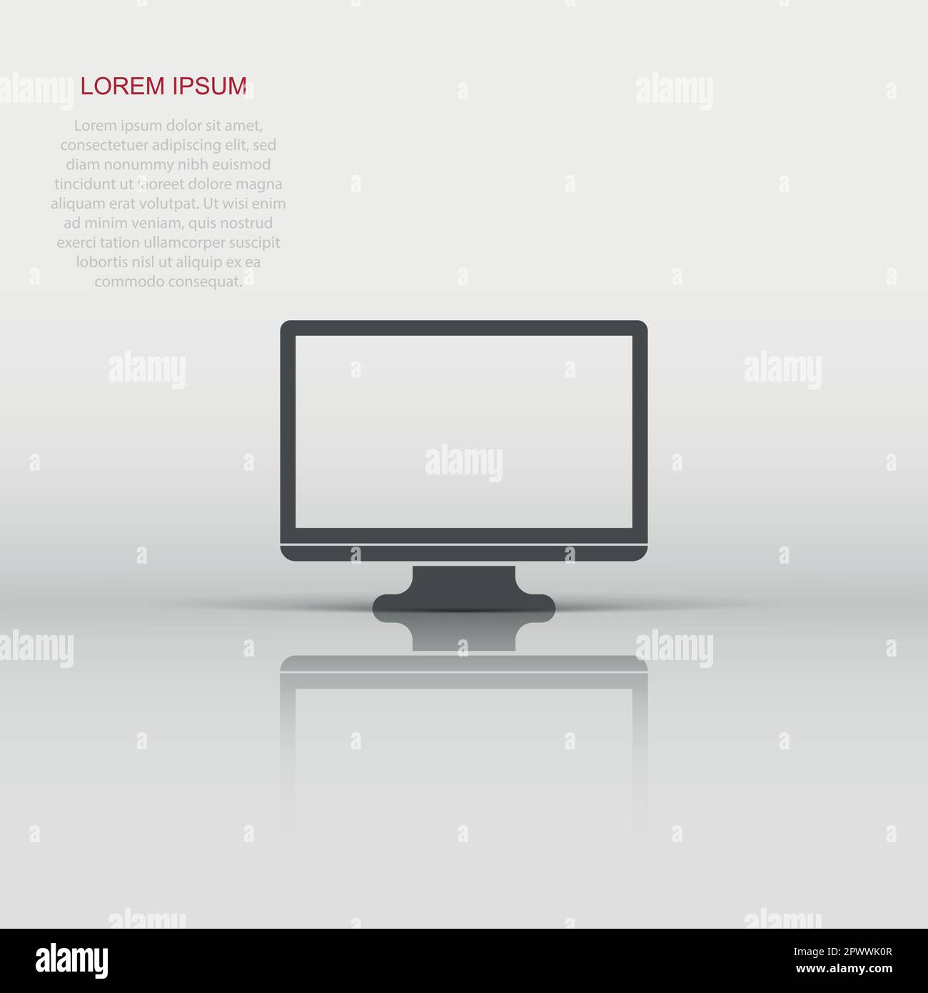 Vector computer icon in flat style. Monitor sign illustration pictogram ...