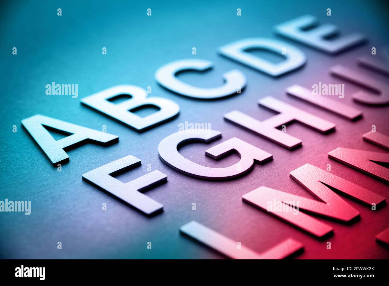 Alphabet detail made with solid letters on a blackboard Stock Photo - Alamy