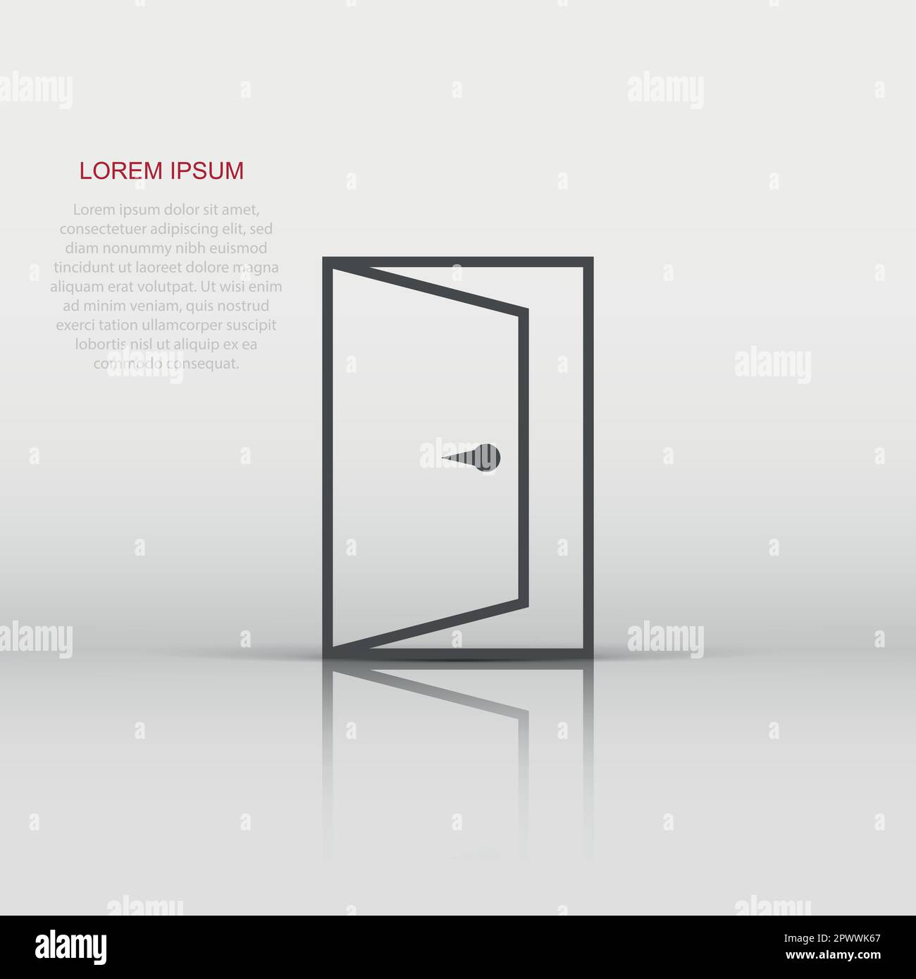 Vector door icon in flat style. Exit sign illustration pictogram. Open ...