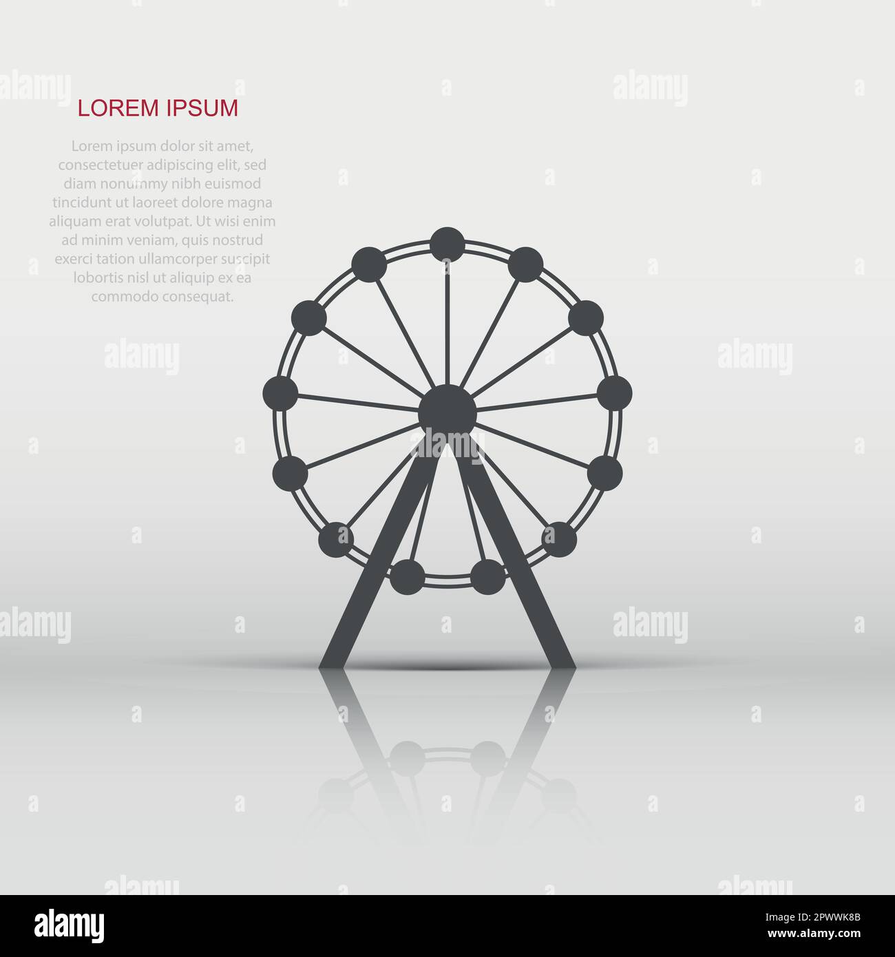 Vector ferris wheel icon in flat style. Carousel in park sign ...