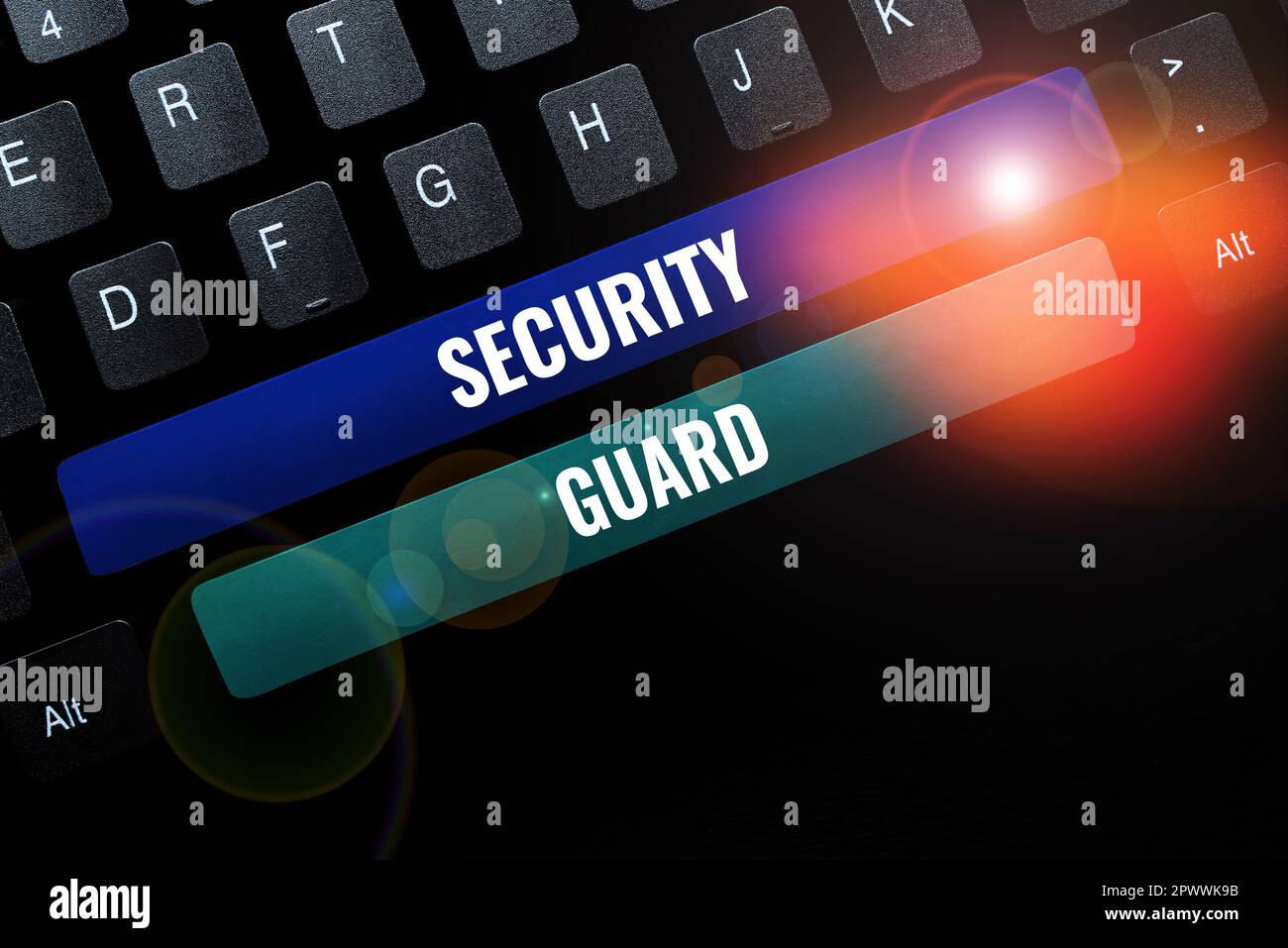 Text caption presenting Security Guard, Concept meaning tools used to ...