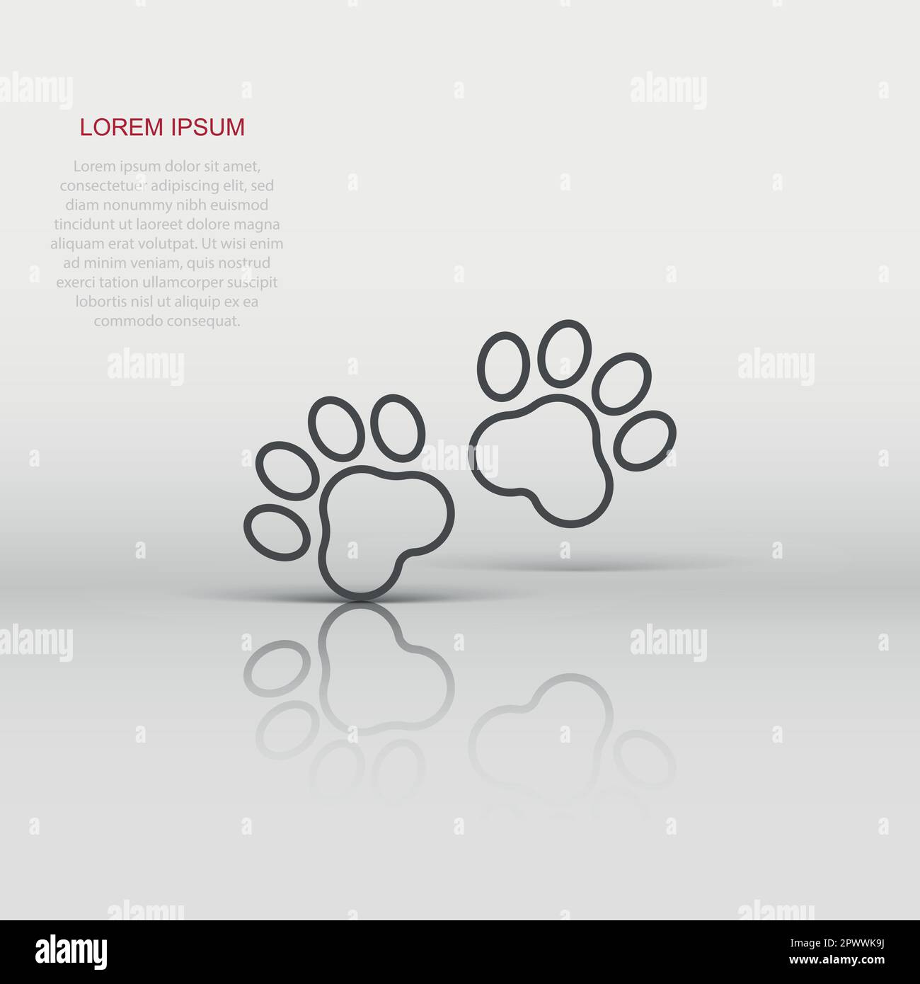 Vector paw print icon in flat style. Dog or cat pawprint sign ...