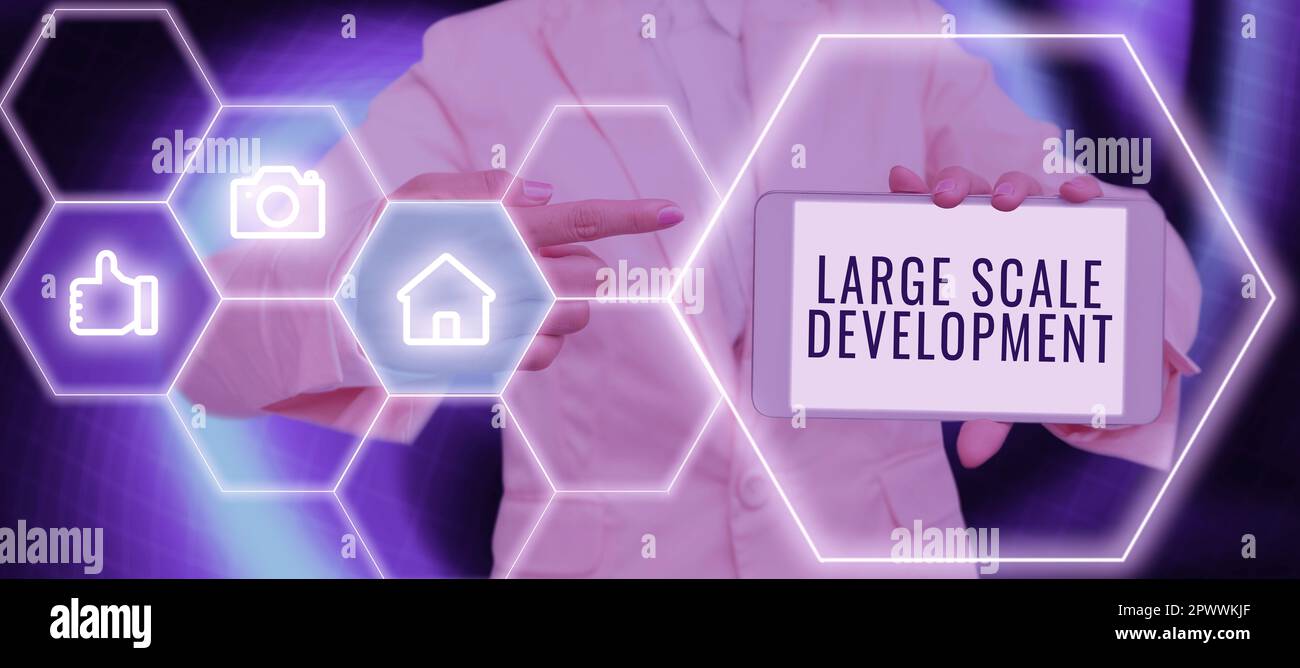 Sign displaying Large Scale Development, Word for very wide and modern ...