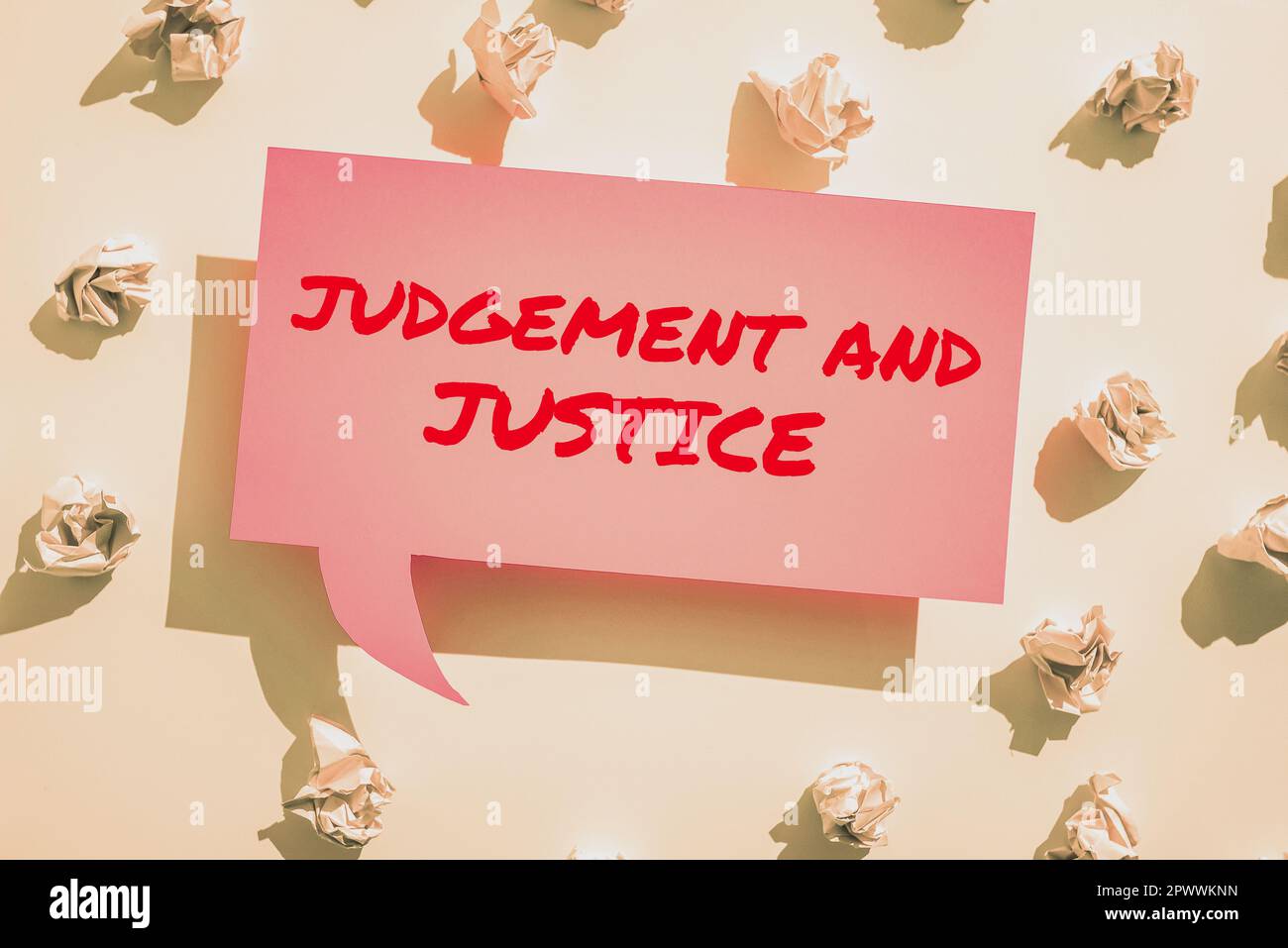 Text caption presenting Judgement And Justice, Business showcase system ...
