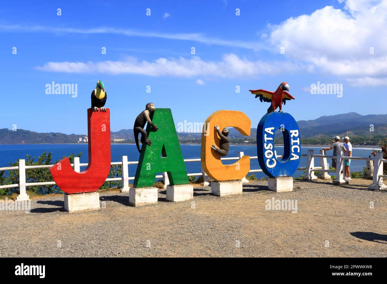 March 6 2023 - Jaco in Costa Rica: A colorful sign welcomes people to ...