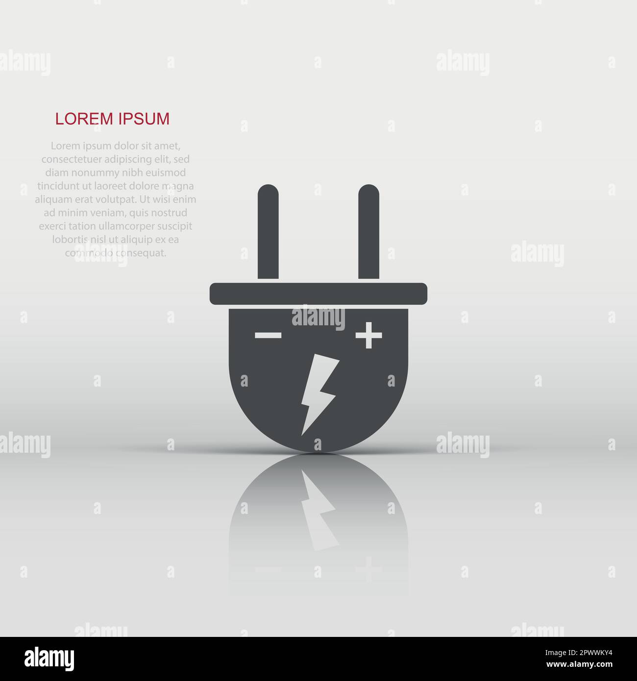 Vector electric plug icon in flat style. Power wire cable sign ...