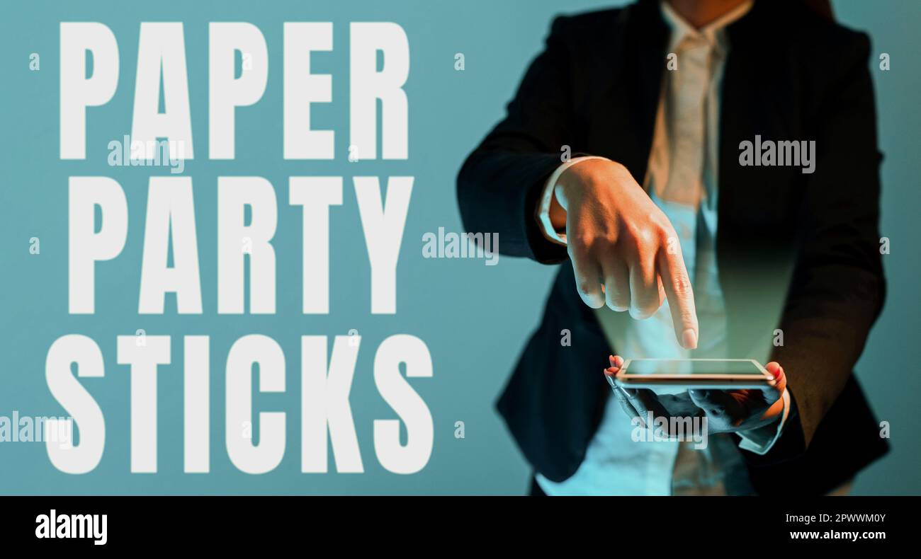 Handwriting text Paper Party Sticks, Word for hard painted paper shaped ...