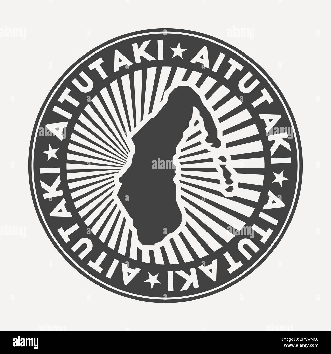 Aitutaki round logo. Vintage travel badge with the circular name and ...