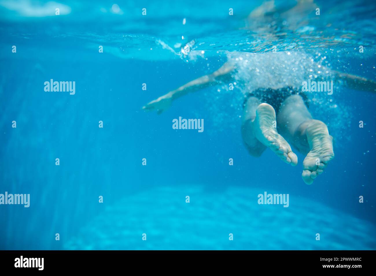Male swimmer swimming in an outdoor pool - keeping fit Stock Photo - Alamy