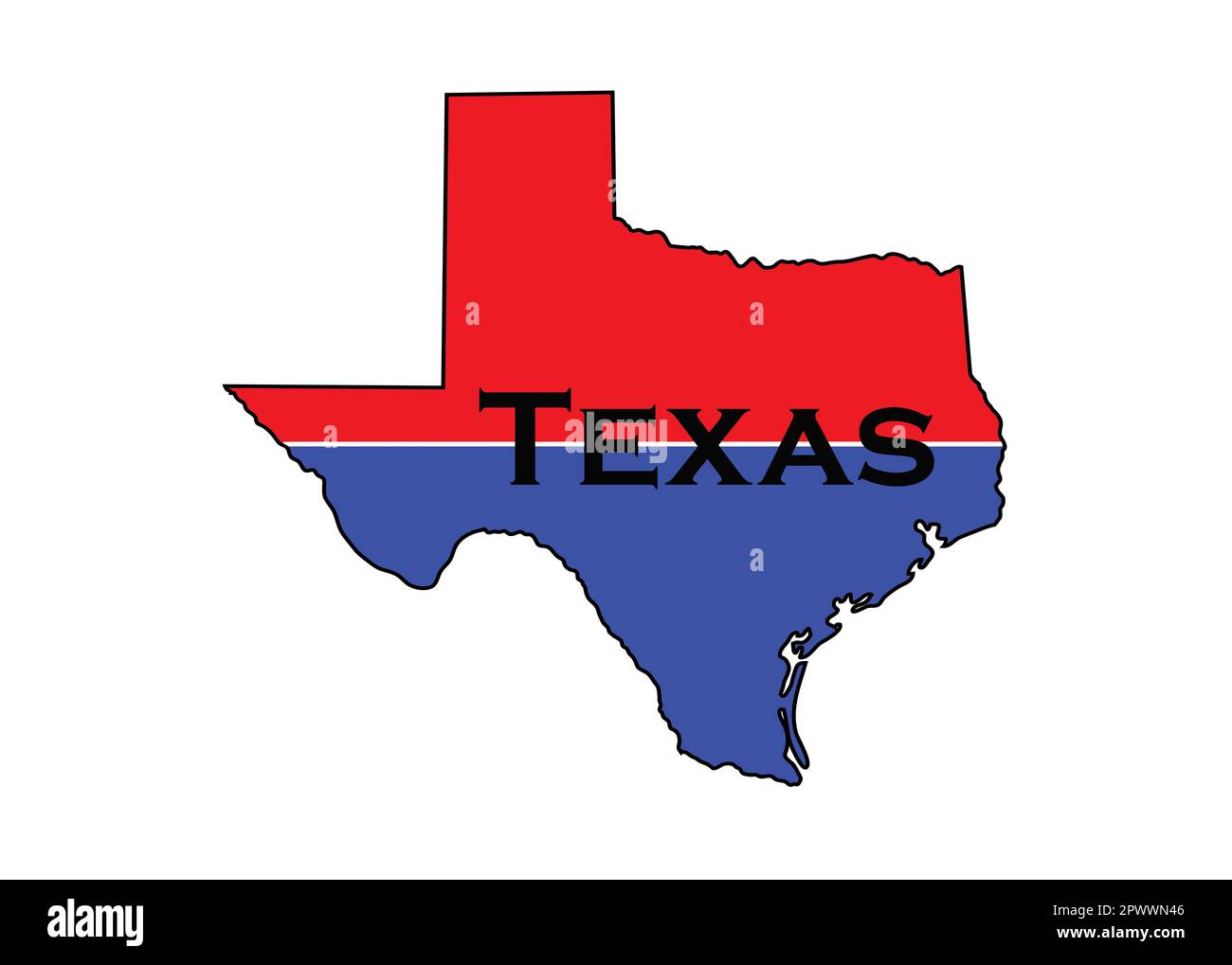 Politically split state of Texas with half red and blue Stock Photo - Alamy