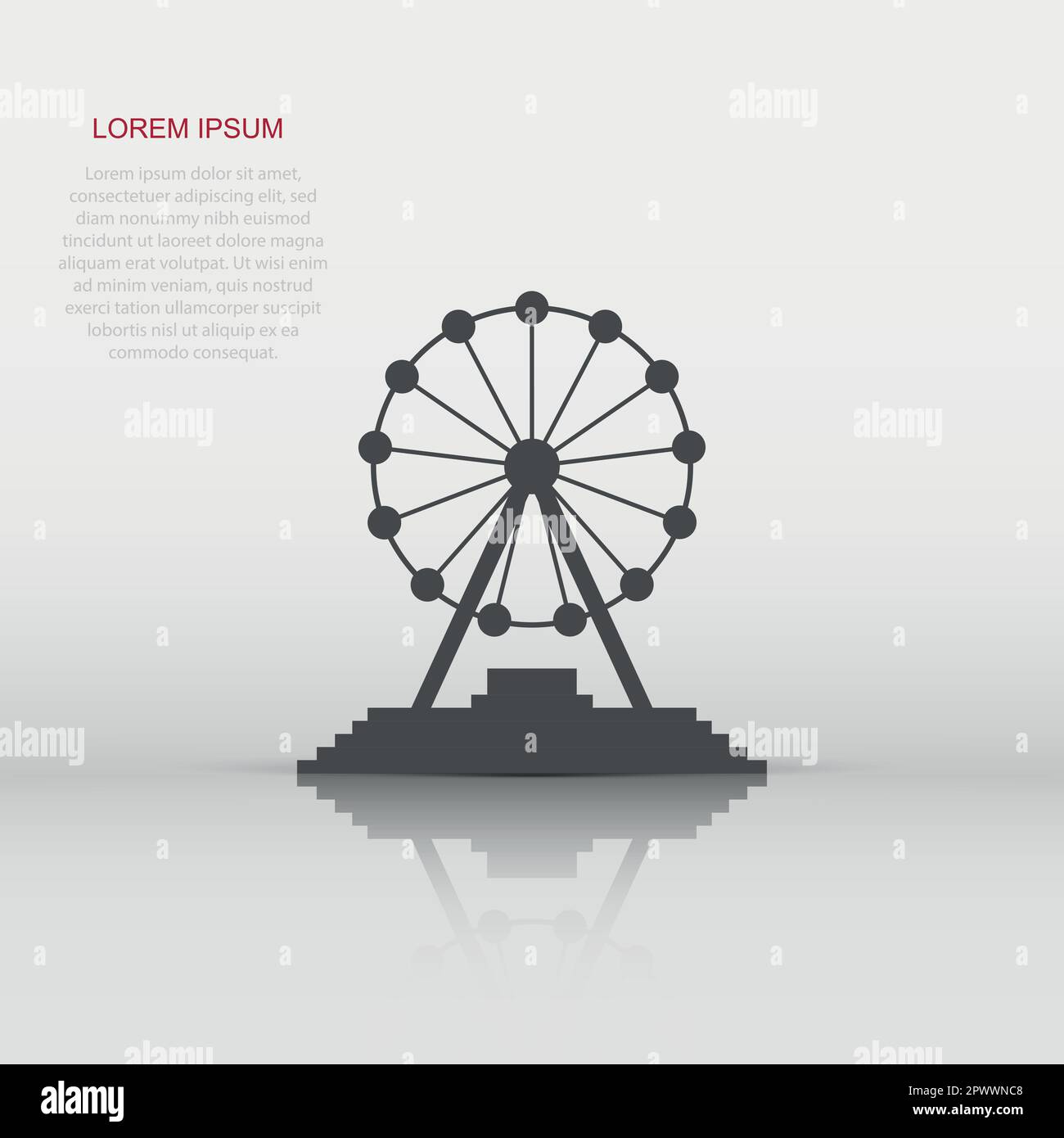 Vector ferris wheel icon in flat style. Carousel in park sign ...