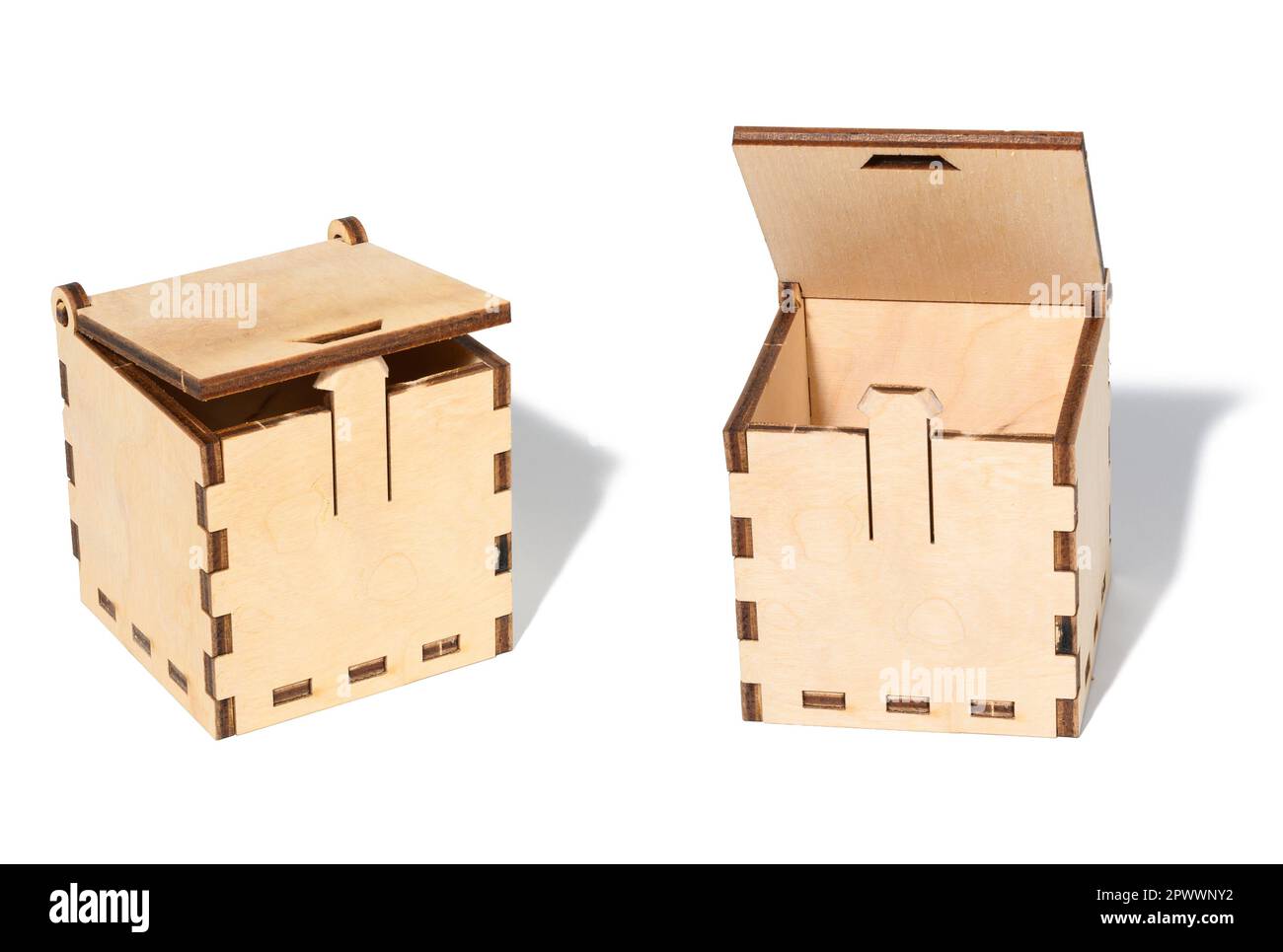 Wooden empty box isolated on white background Stock Photo - Alamy