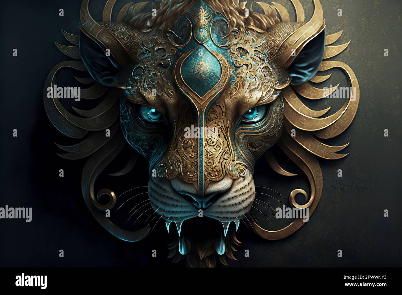 Gold lion head hi-res stock photography and images - Alamy