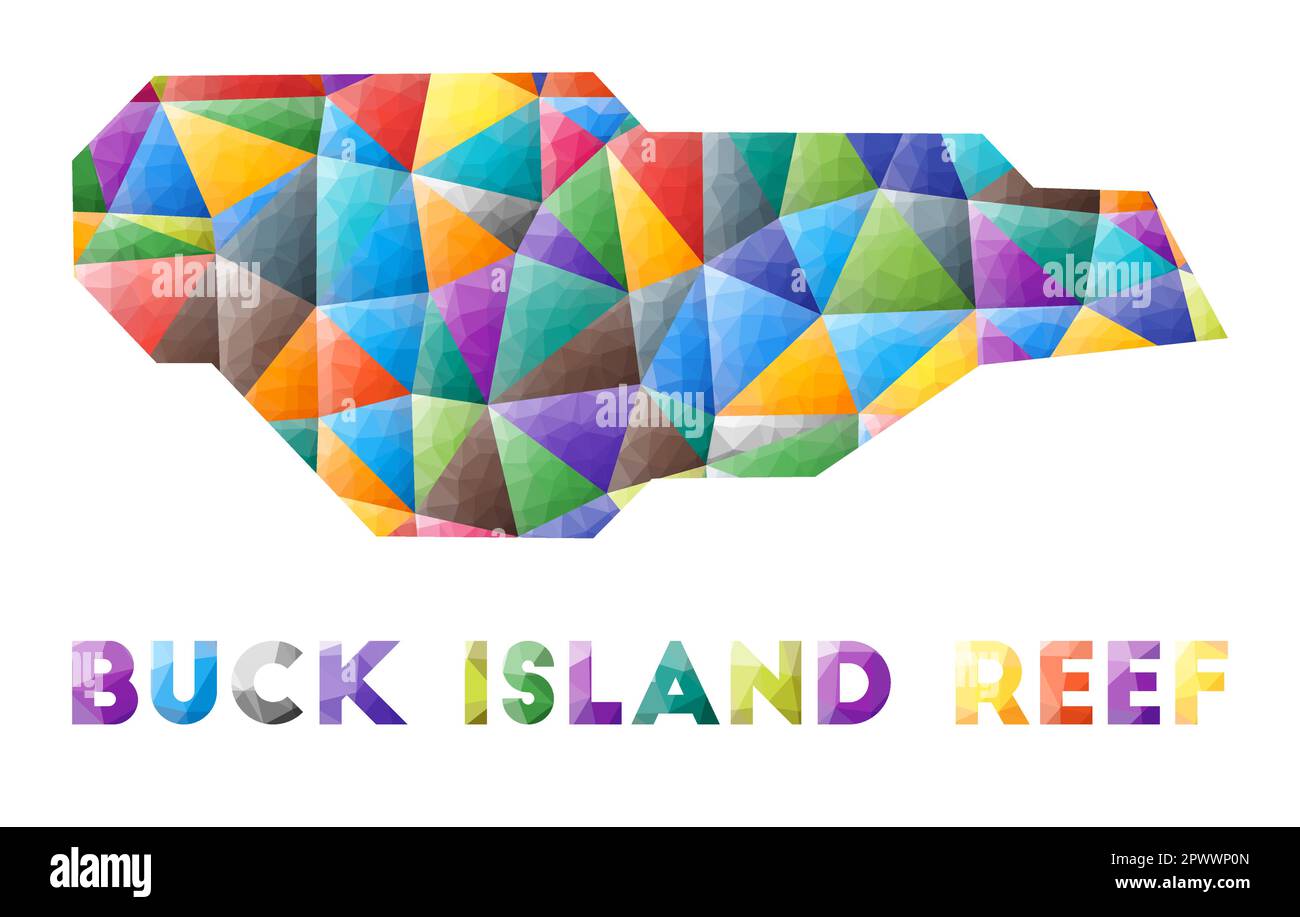 Buck Island Reef - colorful low poly island shape. Multicolor geometric ...
