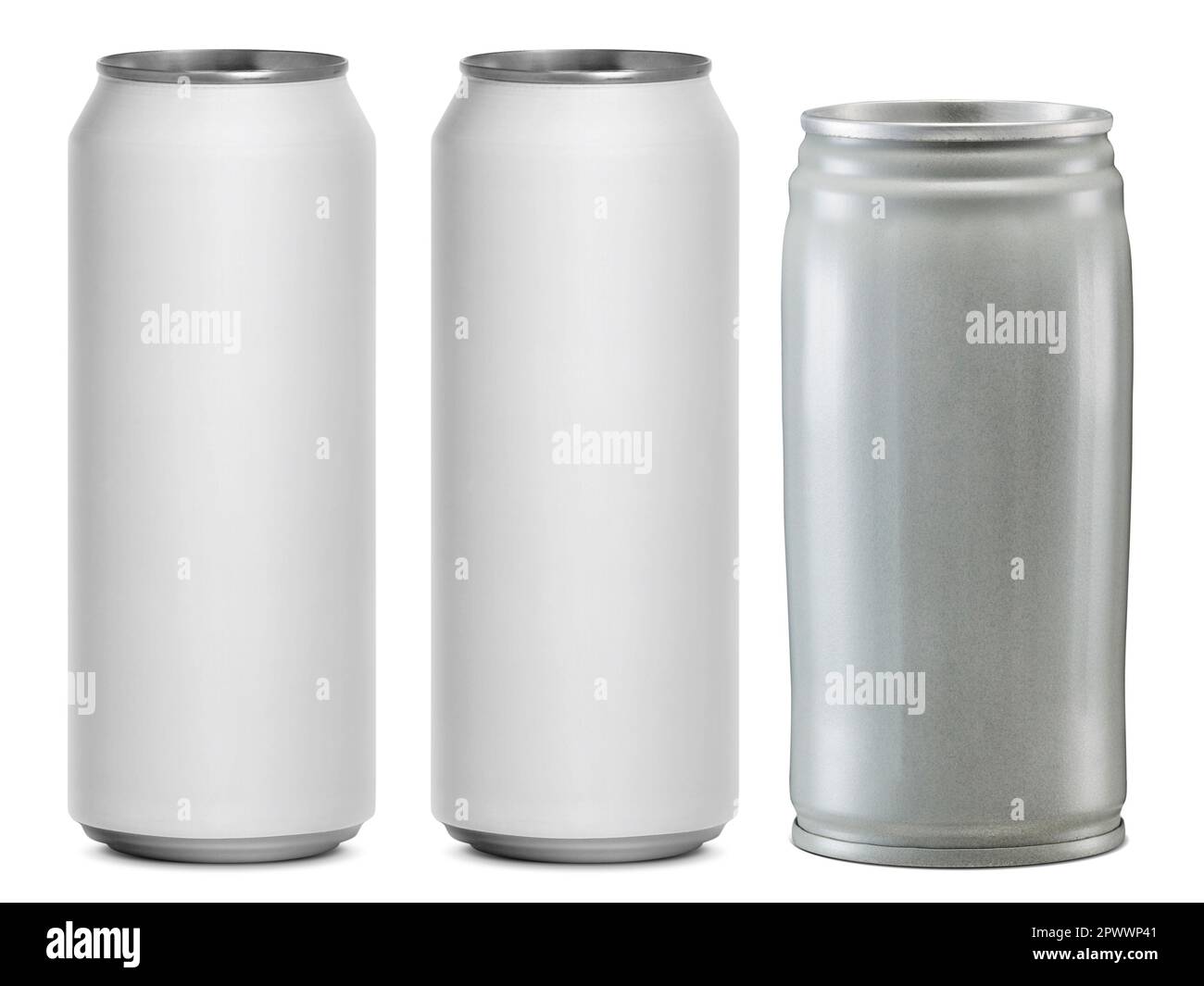Aluminum cans on white background For design Stock Photo - Alamy