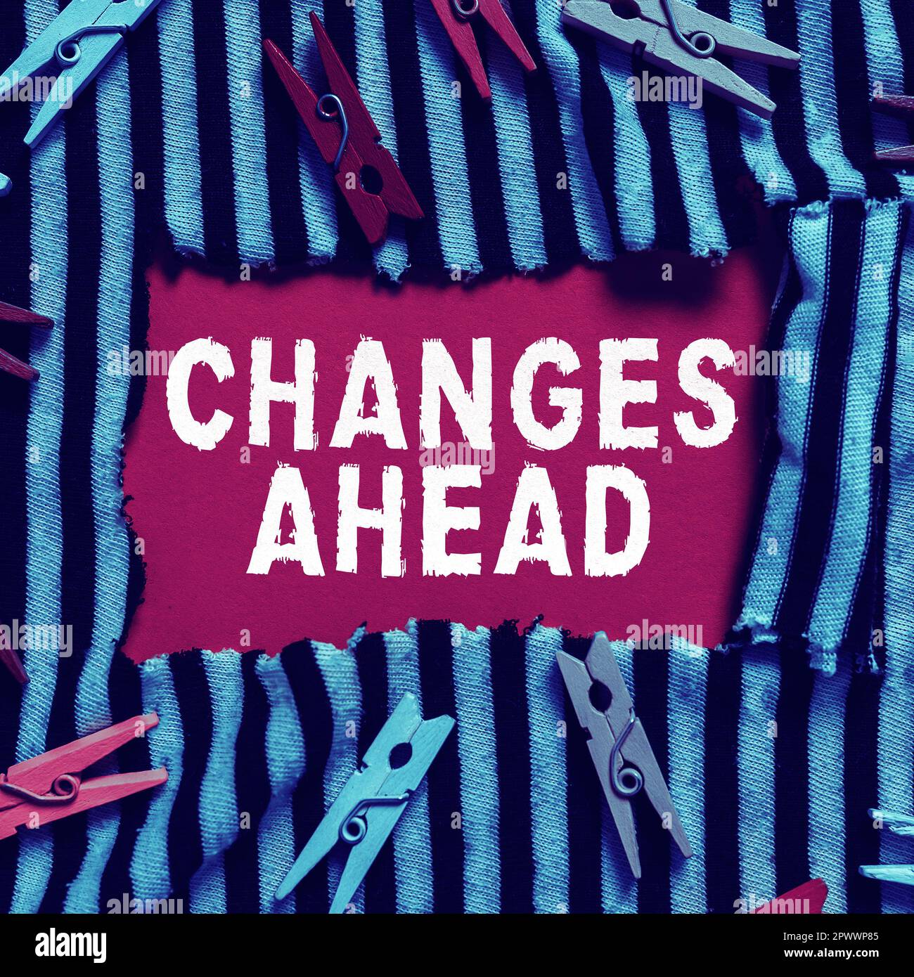 Sign displaying Changes Ahead, Word for to replace with or exchange for ...