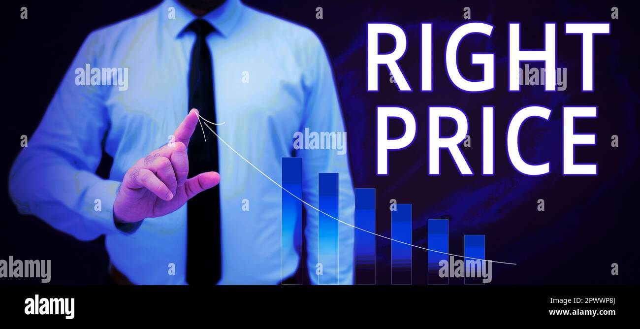 Conceptual caption Right Price, Business idea the amount of money that ...