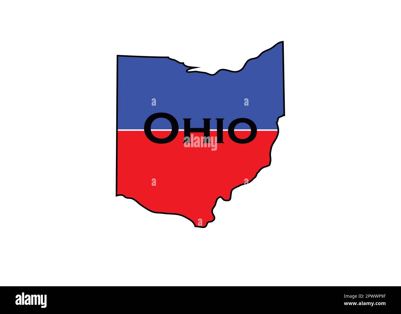 Politically split state of Ohio with half red and blue Stock Photo - Alamy