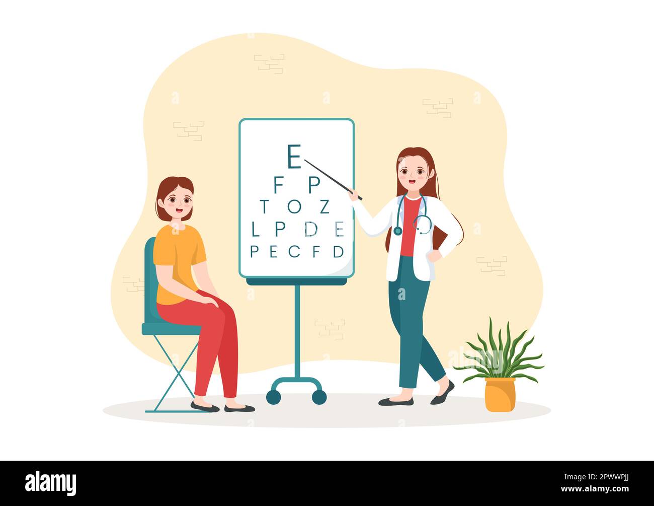 Optometrist with Ophthalmologist Checks Patient Sight, Optical Eye Test ...