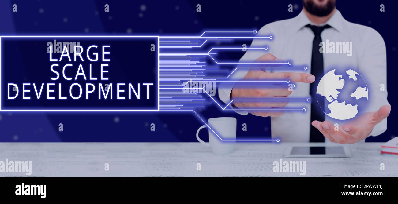 Hand writing sign Large Scale Development, Business approach very wide ...