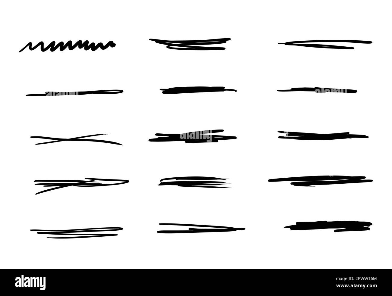 set of strikethrough underlines. Brush stroke markers collection ...