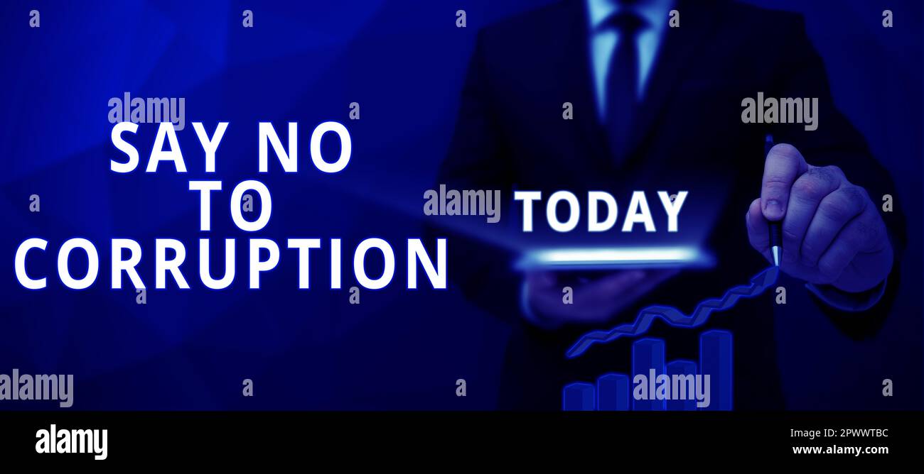 Hand writing sign Say No To Corruption, Internet Concept Introducing ...