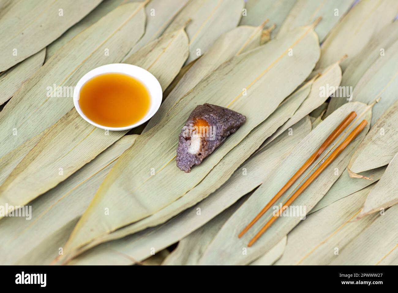 Traditional Chinese food for Dragon boat festival. Closeup zongzi or ...