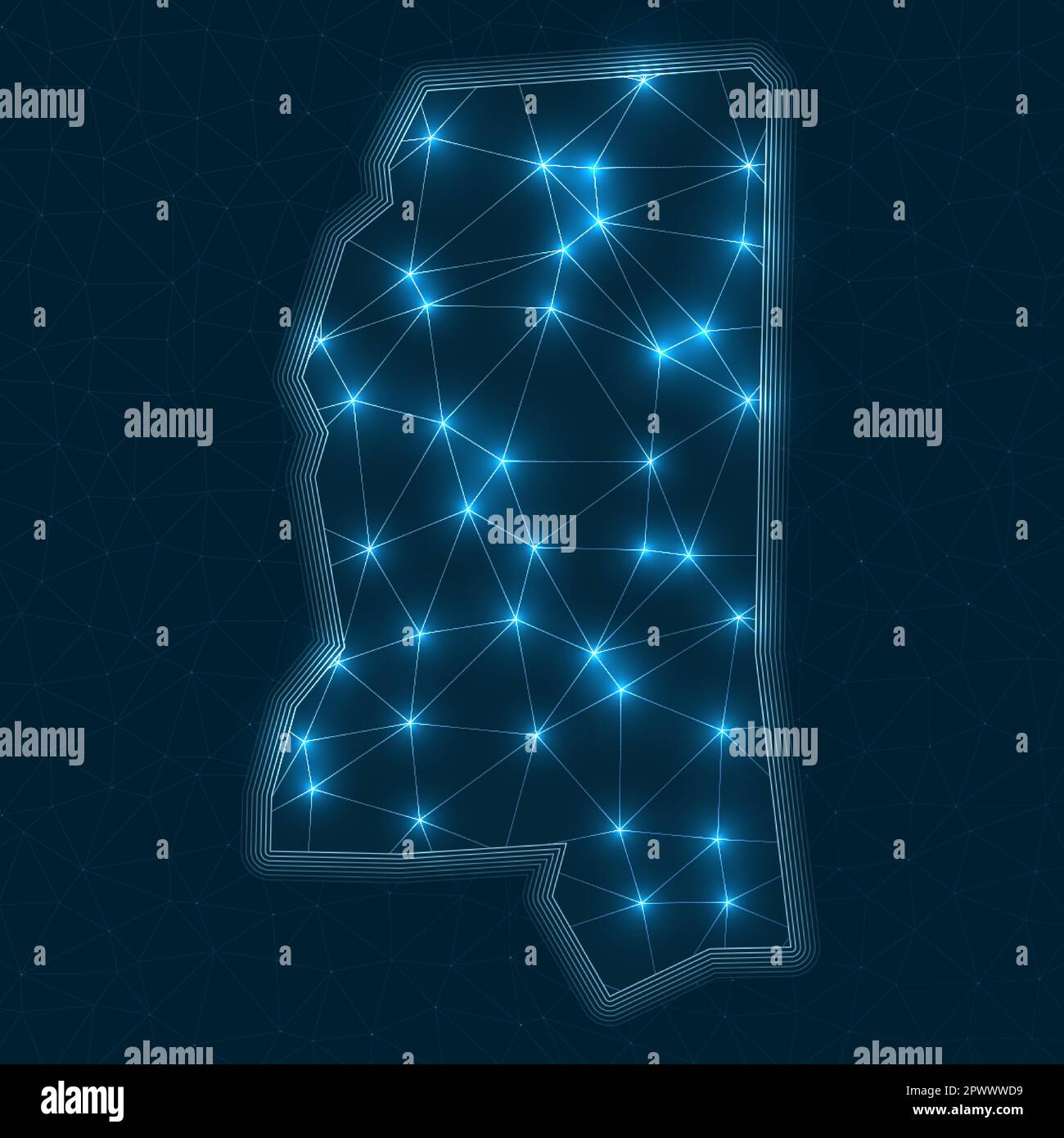 Mississippi network map. Abstract geometric map of the US state ...