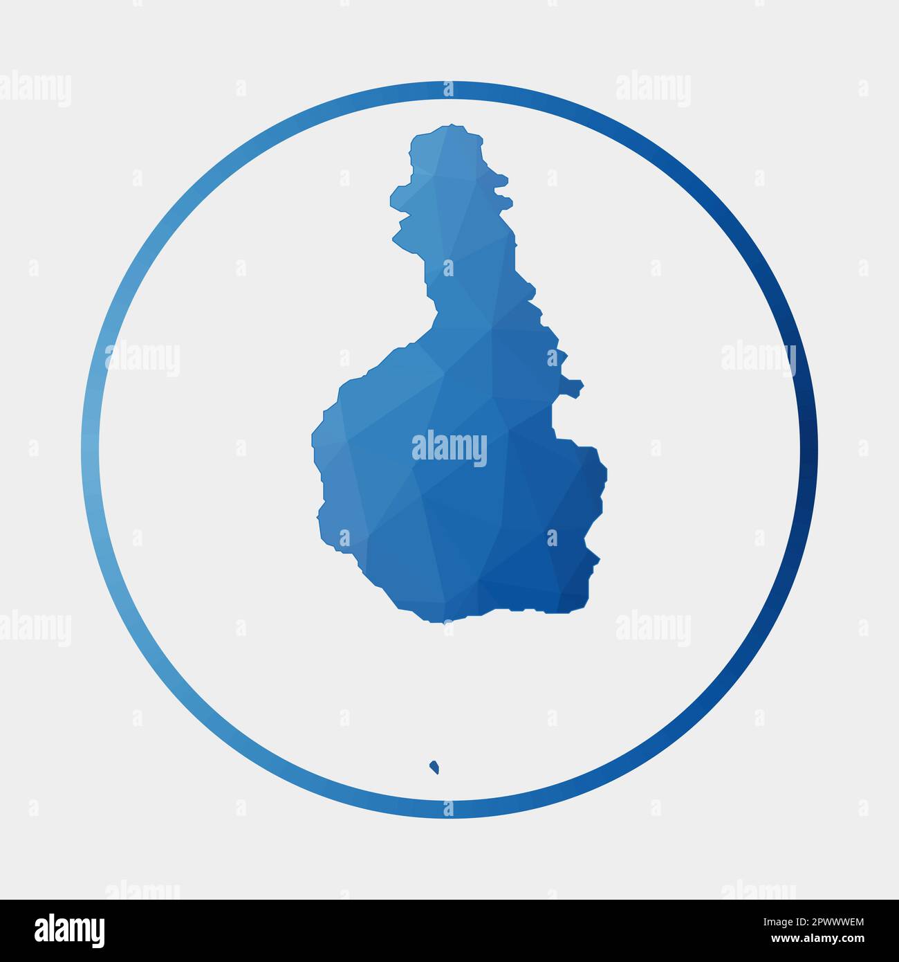 Tioman Island icon. Polygonal map in gradient ring. Round low poly ...