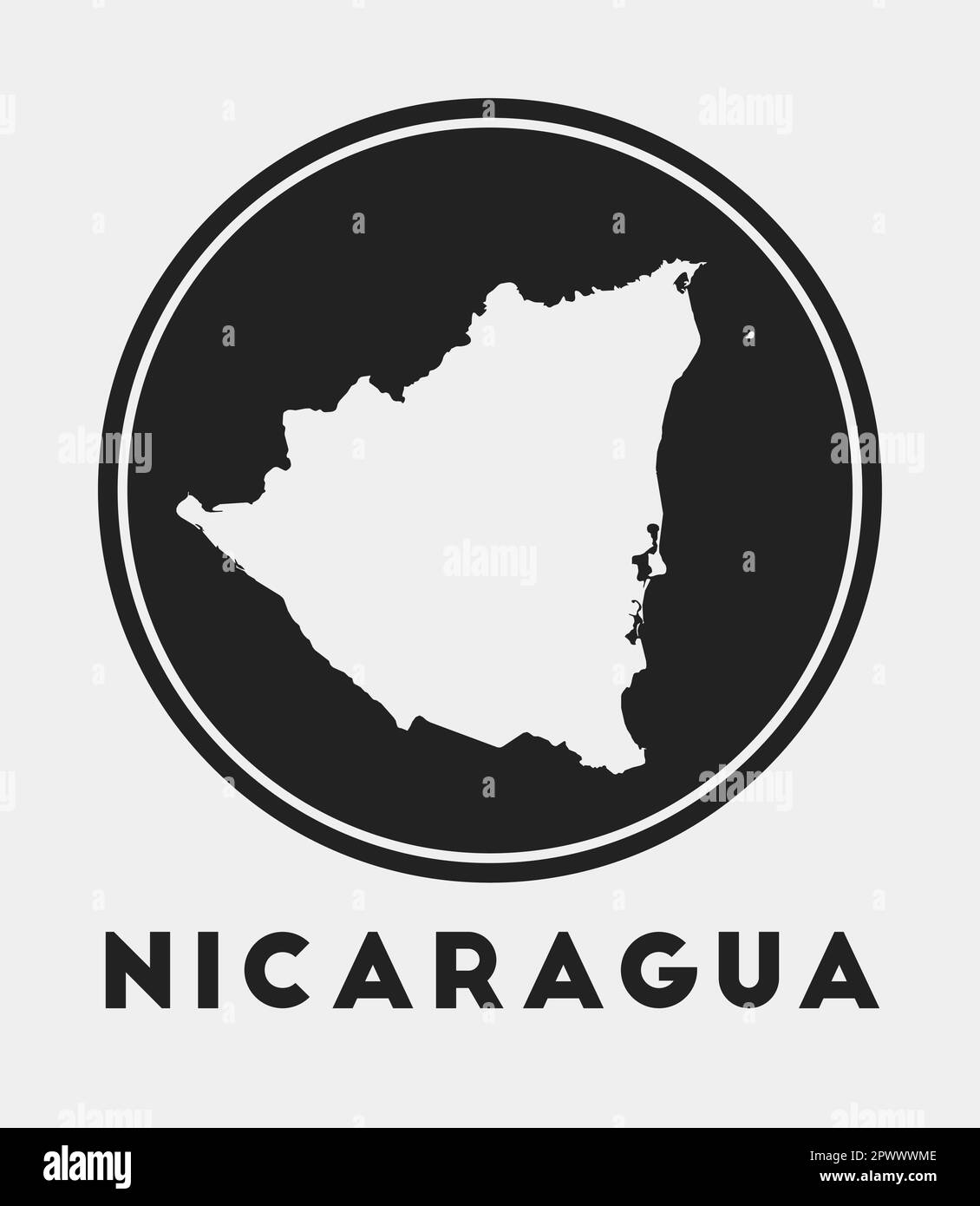 Nicaragua icon. Round logo with country map and title. Stylish ...