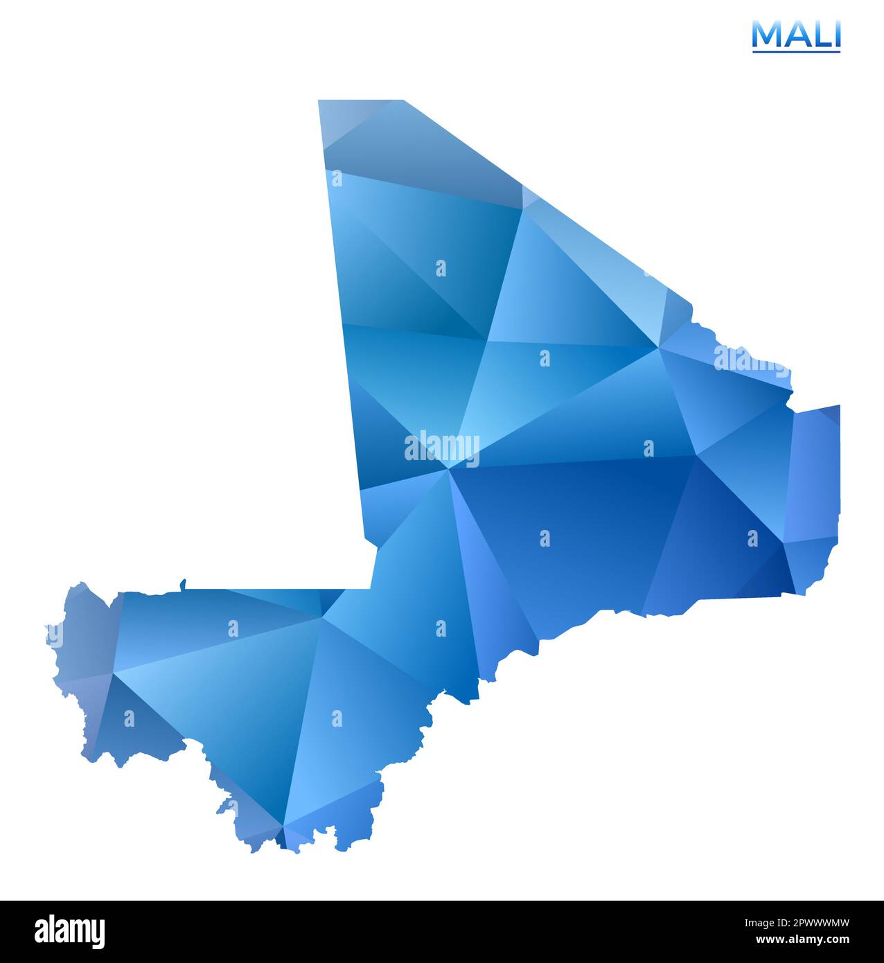 Vector polygonal Mali map. Vibrant geometric country in low poly style. Trendy illustration for ...