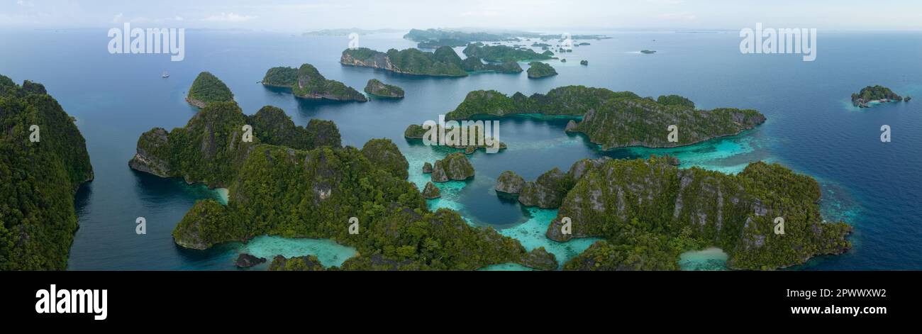 Biodiverse coral reefs surround the dramatic limestone islands that ...