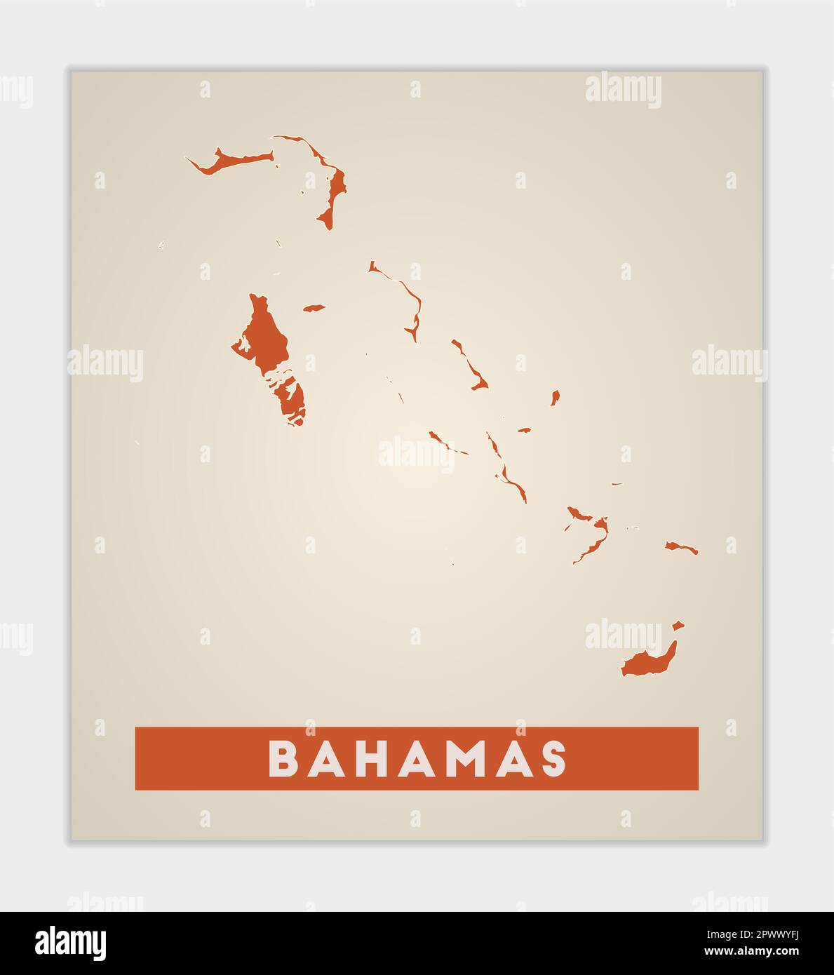 Bahamas poster. Map of the country with colorful regions. Shape of ...
