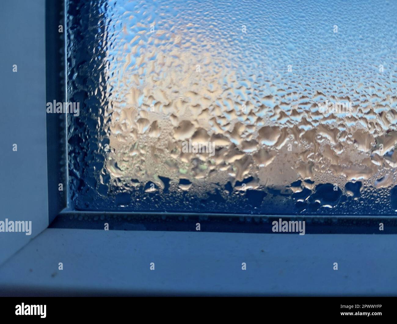 Window covered with frozen drops of the condensate water Stock Photo ...